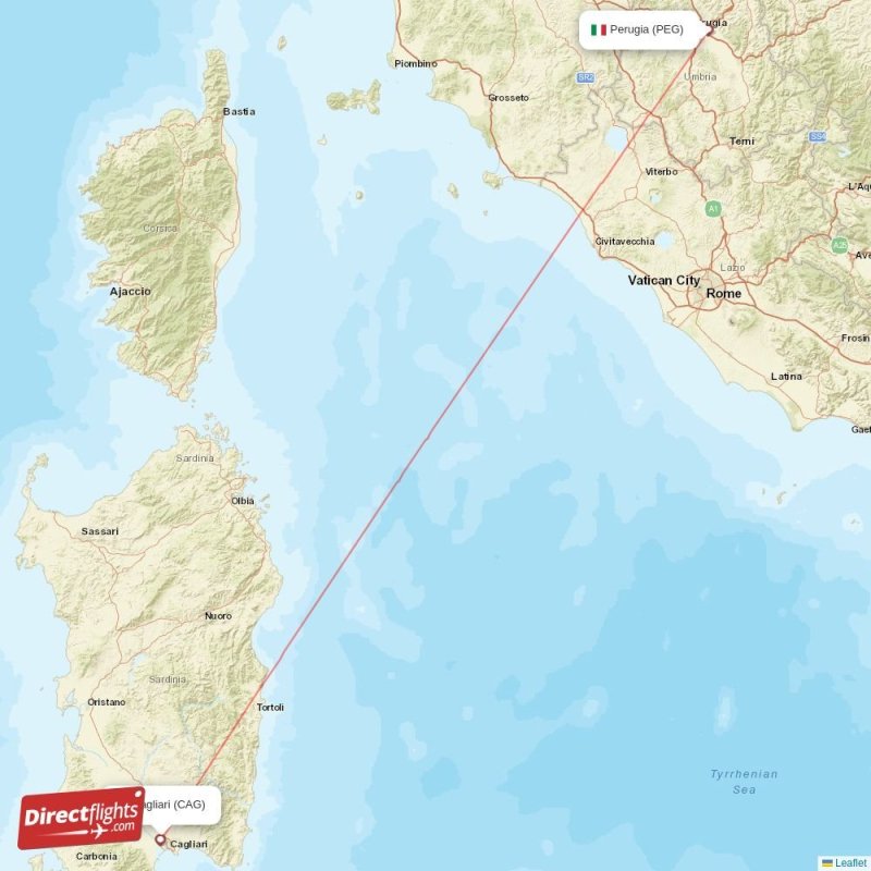 Direct flights from Cagliari to Perugia, CAG to PEG non-stop ...