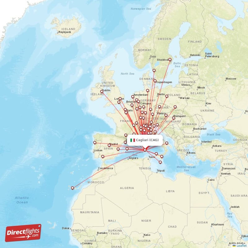 Direct flights to Cagliari - CAG, Italy - Directflights.com