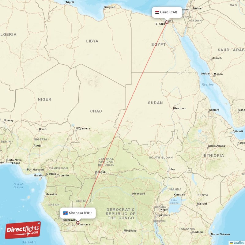 Direct flights from Cairo to Kinshasa, CAI to FIH non-stop - Directflights.com