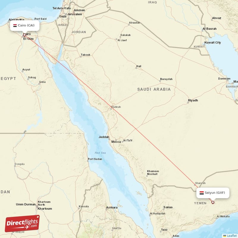 Direct flights from Cairo to Seiyun, CAI to GXF non-stop - Directflights.com
