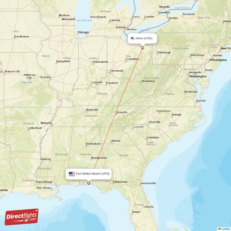 Direct flights from Akron to Fort Walton Beach (CAK-VPS ...