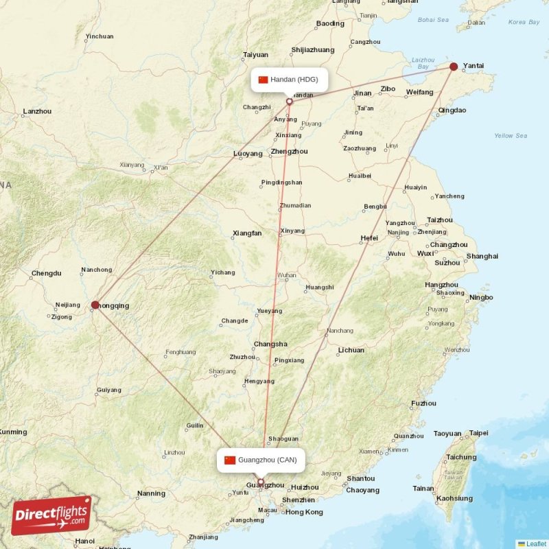 Direct flights from Guangzhou to Handan (CAN-HDG) - Directflights.com
