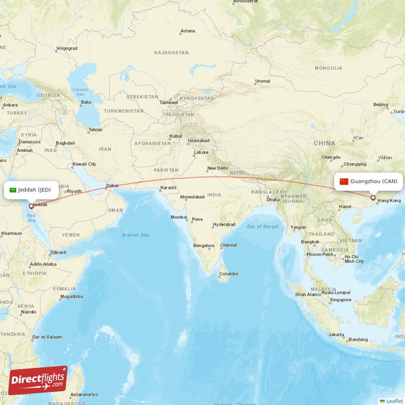 Direct flights from Guangzhou to Jeddah, CAN to JED non-stop - Directflights.com