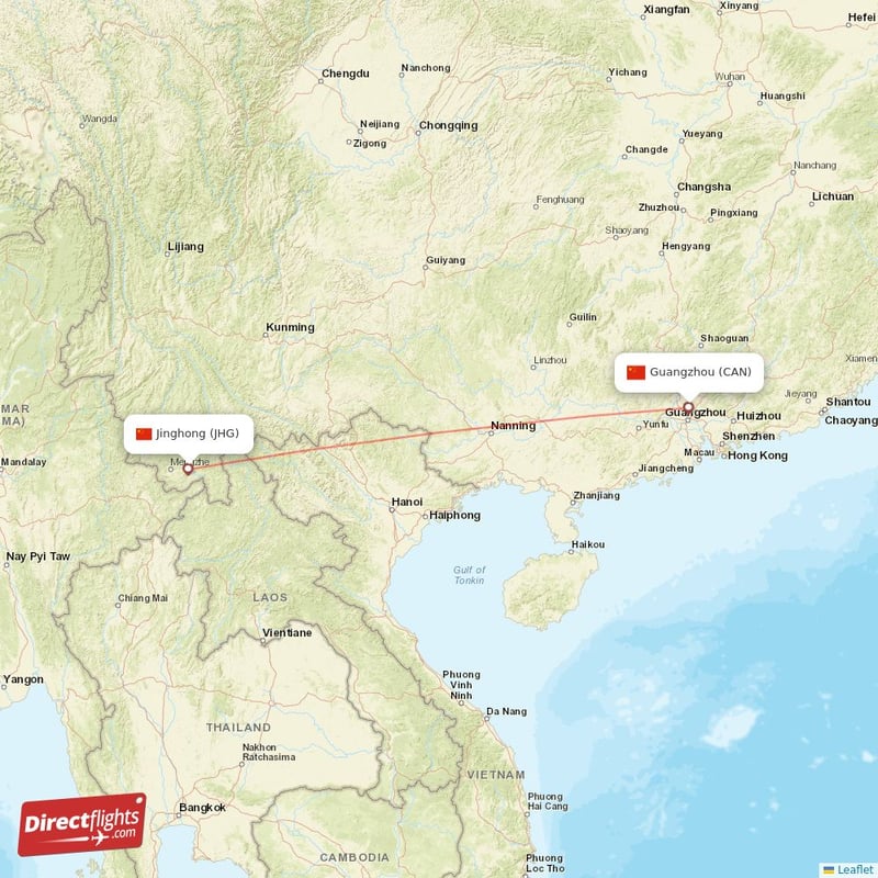 Direct flights from Guangzhou to Jinghong, CAN to JHG non-stop ...