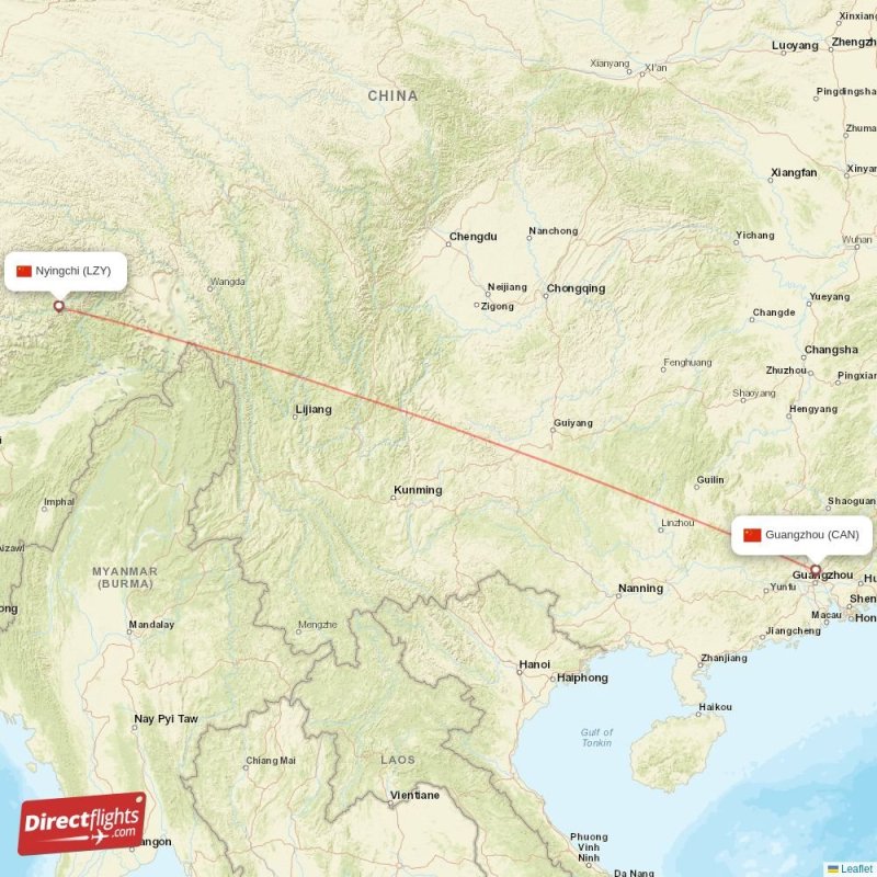 Direct flights from Guangzhou to Nyingchi, CAN to LZY non-stop - Directflights.com