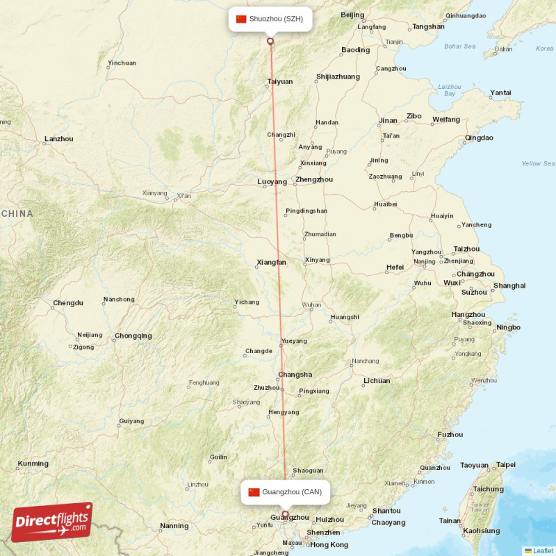 Direct flights from Guangzhou to Shuozhou (CAN-SZH) - Directflights.com