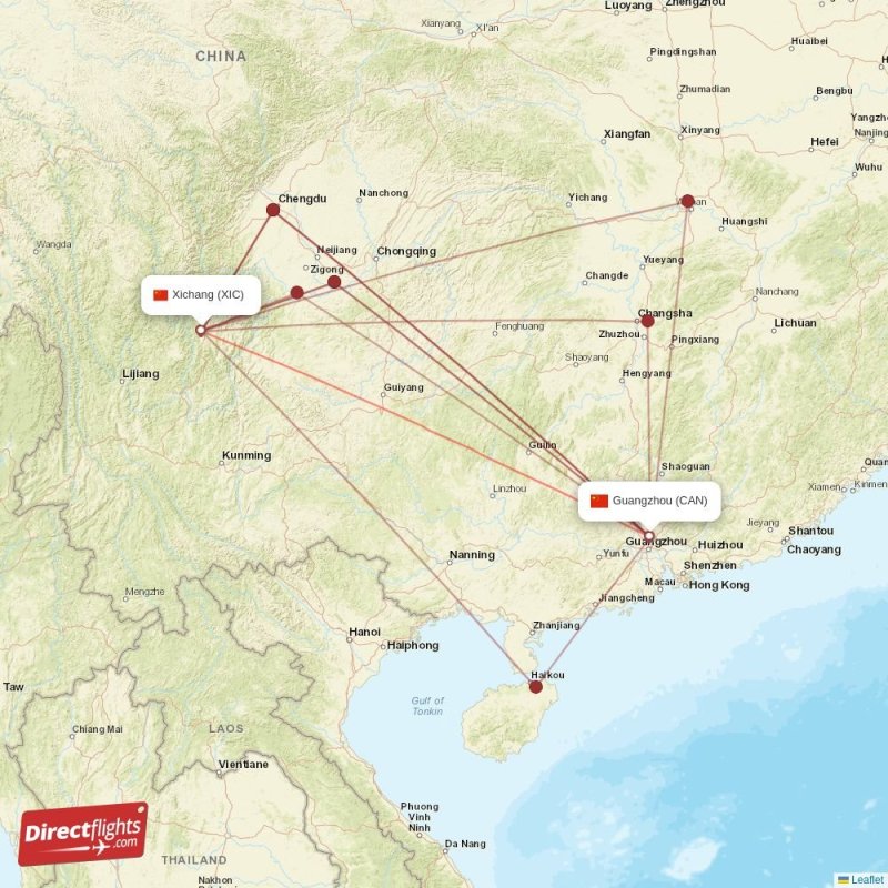 Direct flights from Guangzhou to Xichang, CAN to XIC non-stop ...