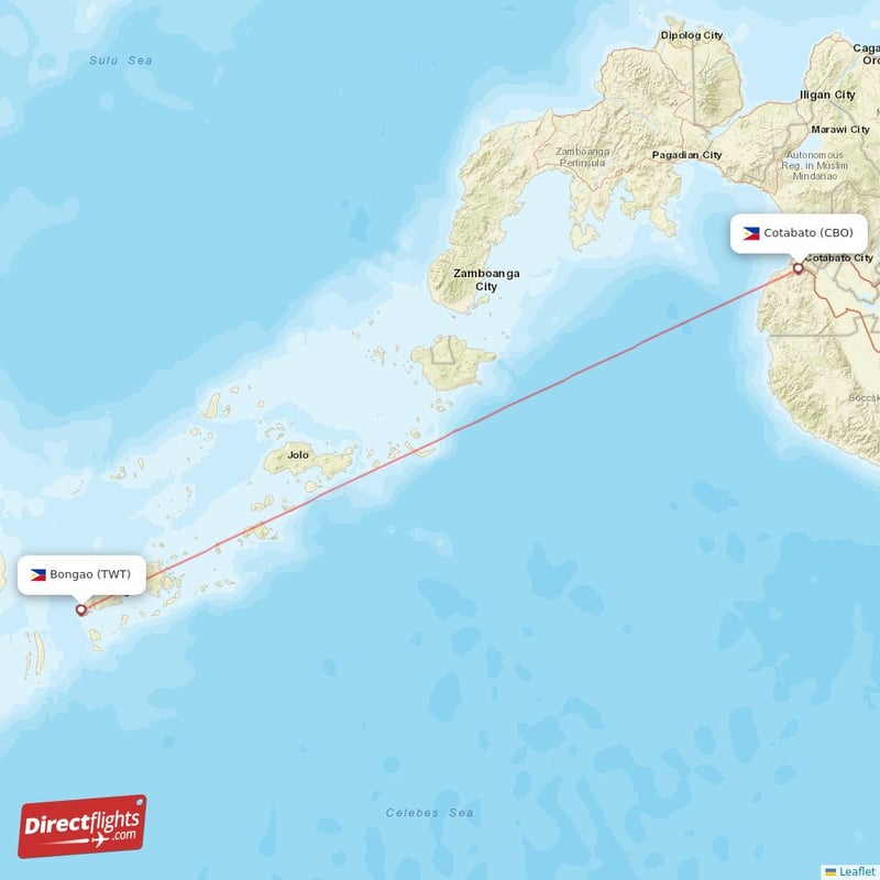 Direct flights from Cotabato to Bongao, CBO to TWT non-stop ...