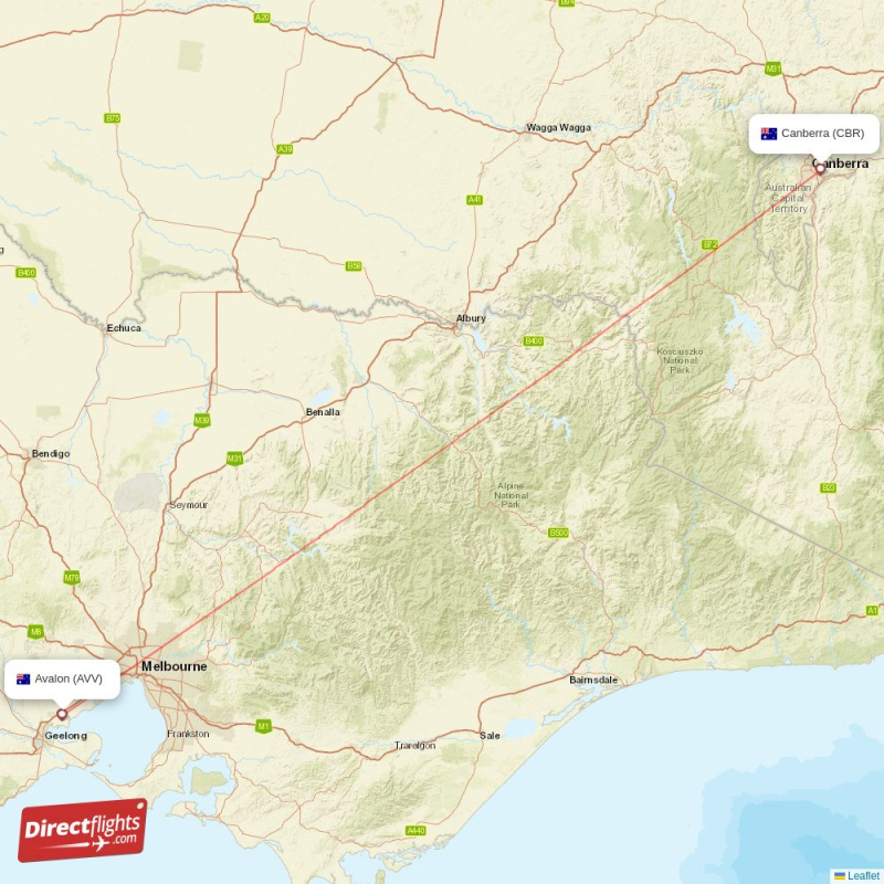 Direct flights from Canberra to Avalon (CBR-AVV) - Directflights.com