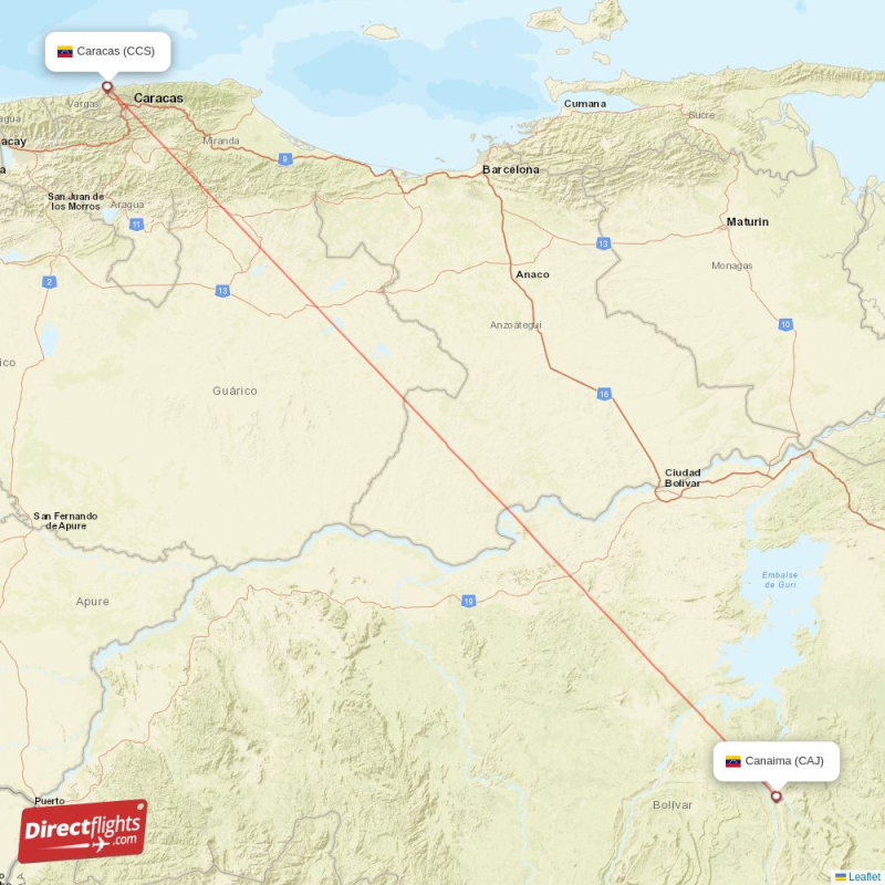 Direct flights from Caracas to Canaima (CCS-CAJ) - Directflights.com