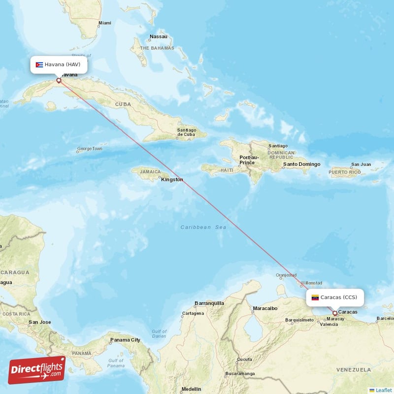 Direct flights from Caracas to Havana, CCS to HAV non-stop ...