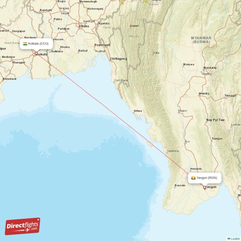 Direct flights from Kolkata to Yangon, CCU to RGN non-stop - Directflights.com