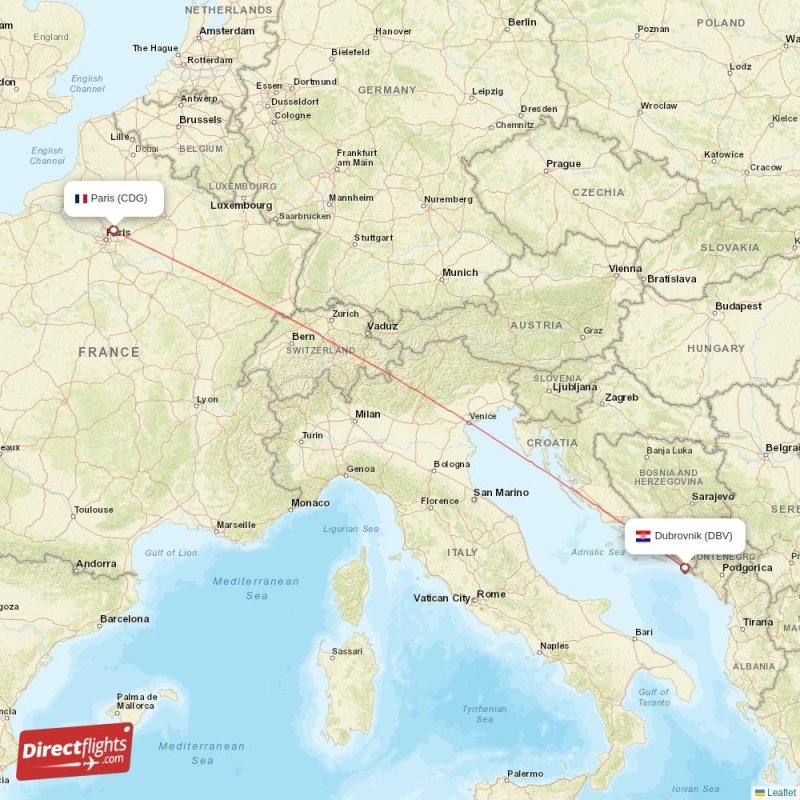 Direct flights from Paris to Dubrovnik (CDG-DBV) - Directflights.com