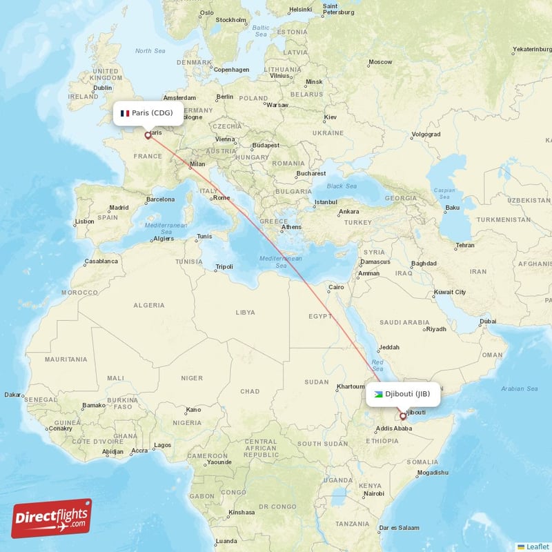 Direct flights from Paris to Djibouti, CDG to JIB non-stop - Directflights.com