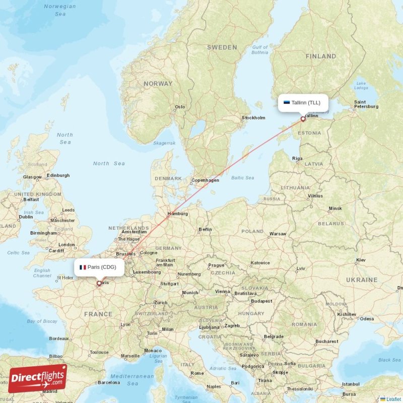 Direct flights from Paris to Tallinn (CDG-TLL) - Directflights.com