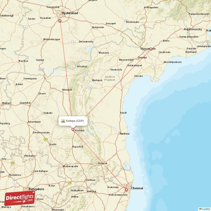 Direct flights from Kadapa - 3 destinations - CDP, India ...