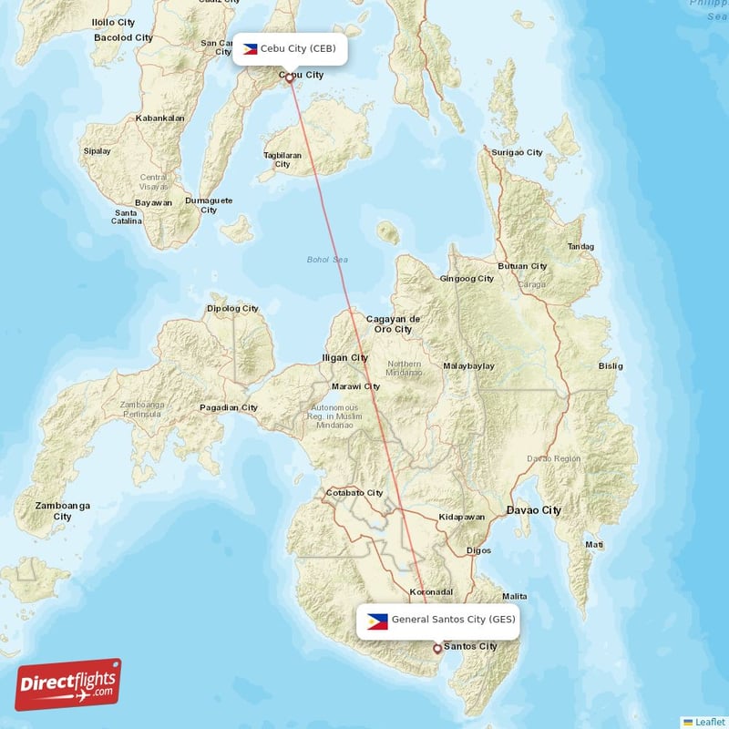 Direct flights from Cebu City to General Santos City, CEB to GES non ...