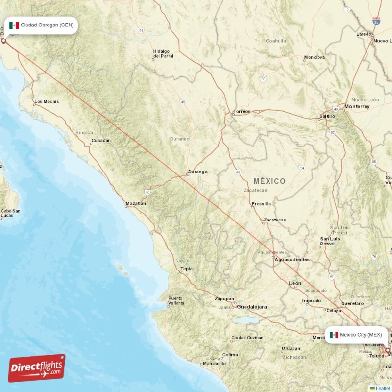 Direct flights from Ciudad Obregon to Mexico City, CEN to MEX non-stop ...