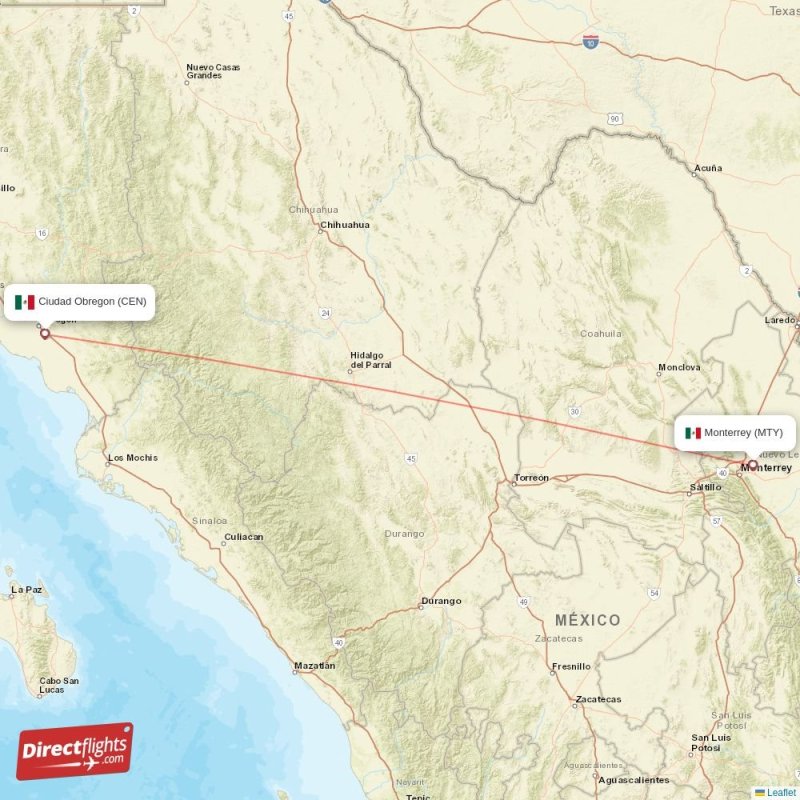 Direct flights from Ciudad Obregon to Monterrey, CEN to MTY non-stop ...