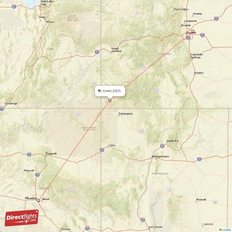 Direct flights from Cortez - 2 destinations - CEZ, USA - Directflights.com