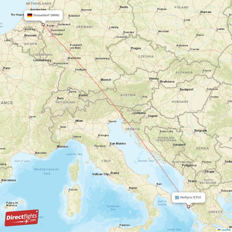 Direct flights from Kerkyra to Dusseldorf, CFU to NRN non-stop - Directflights.com