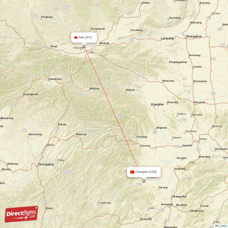Direct flights from Changde to Xian, CGD to XIY non-stop ...