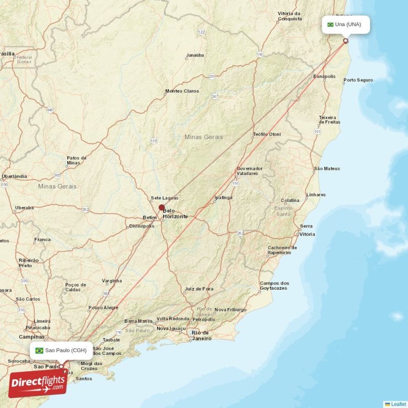 Direct flights from Sao Paulo to Una (CGH-UNA) - Directflights.com