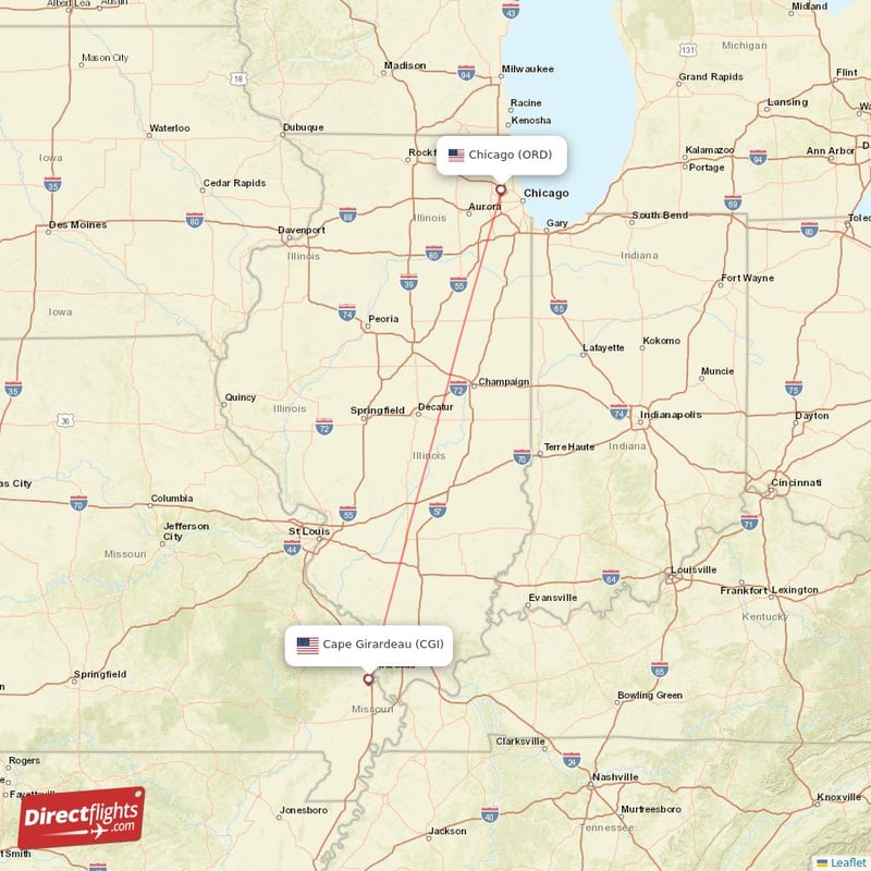 Direct flights to Cape Girardeau - CGI, USA - Directflights.com