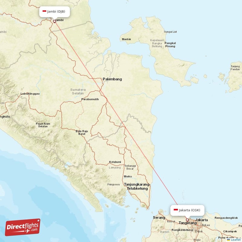 Direct flights from Jakarta to Jambi, CGK to DJB non-stop ...