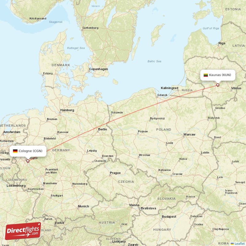 Direct flights from Cologne to Kaunas, CGN to KUN non-stop ...