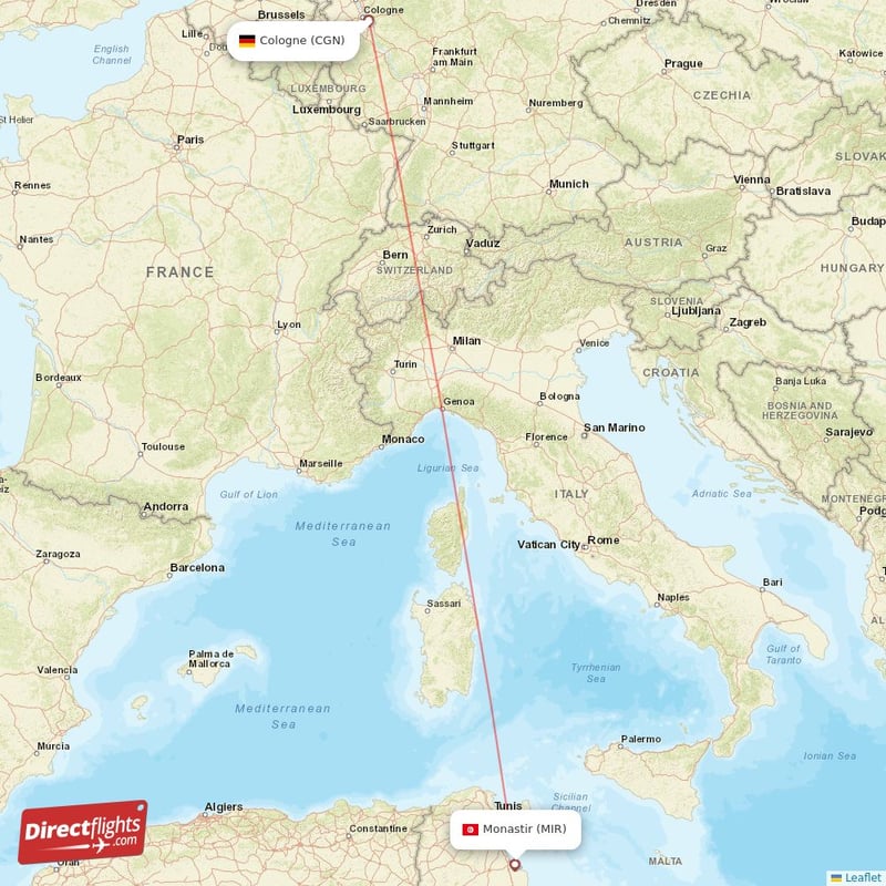 Direct flights from Cologne to Monastir, CGN to MIR non-stop - Directflights.com