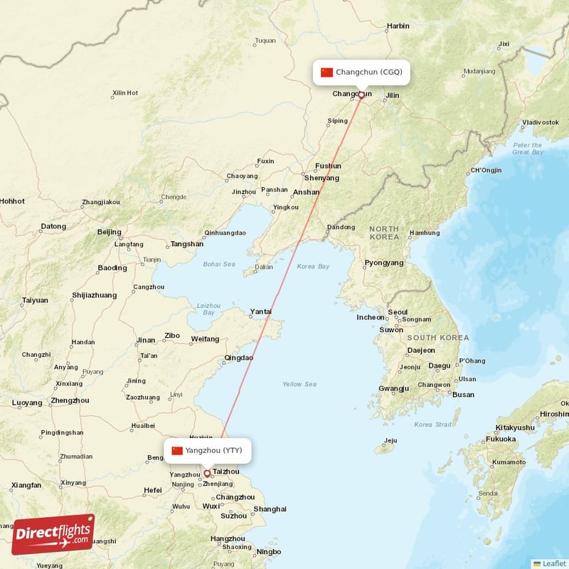 Direct flights from Changchun to Yangzhou (CGQ-YTY) - Directflights.com