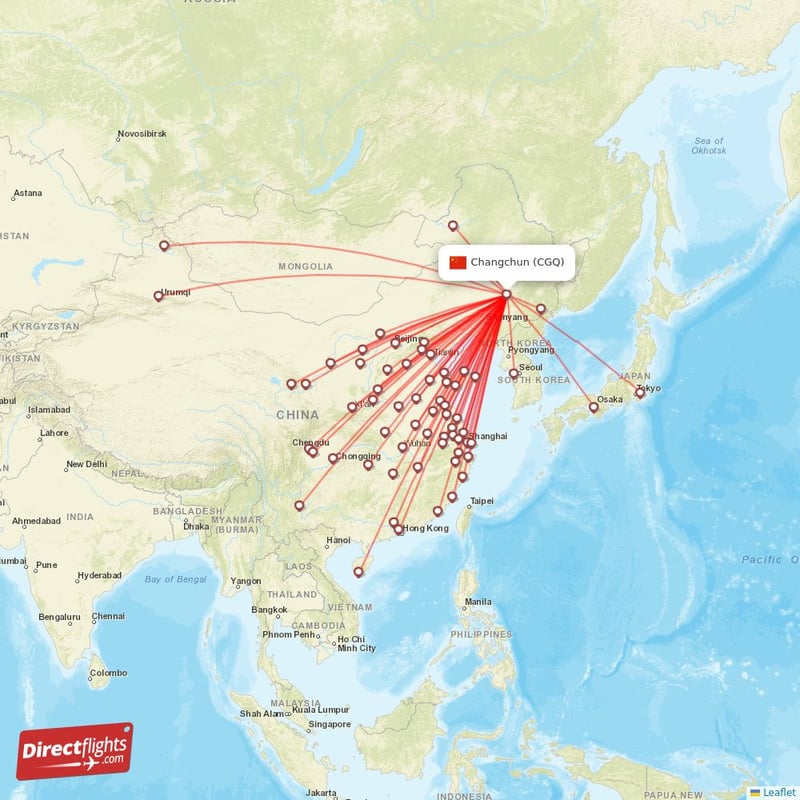 Direct flights from Changchun - 64 destinations - CGQ, China - Directflights.com
