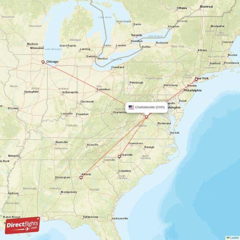 Direct flights from Charlottesville - 5 destinations - CHO, USA ...