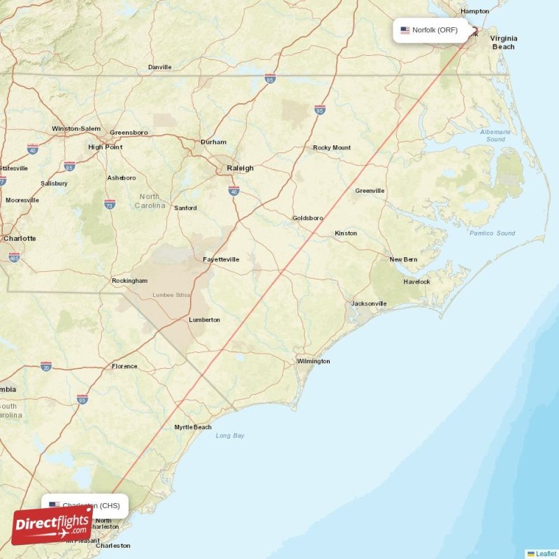 Direct flights from Charleston to Norfolk, CHS to ORF non-stop ...