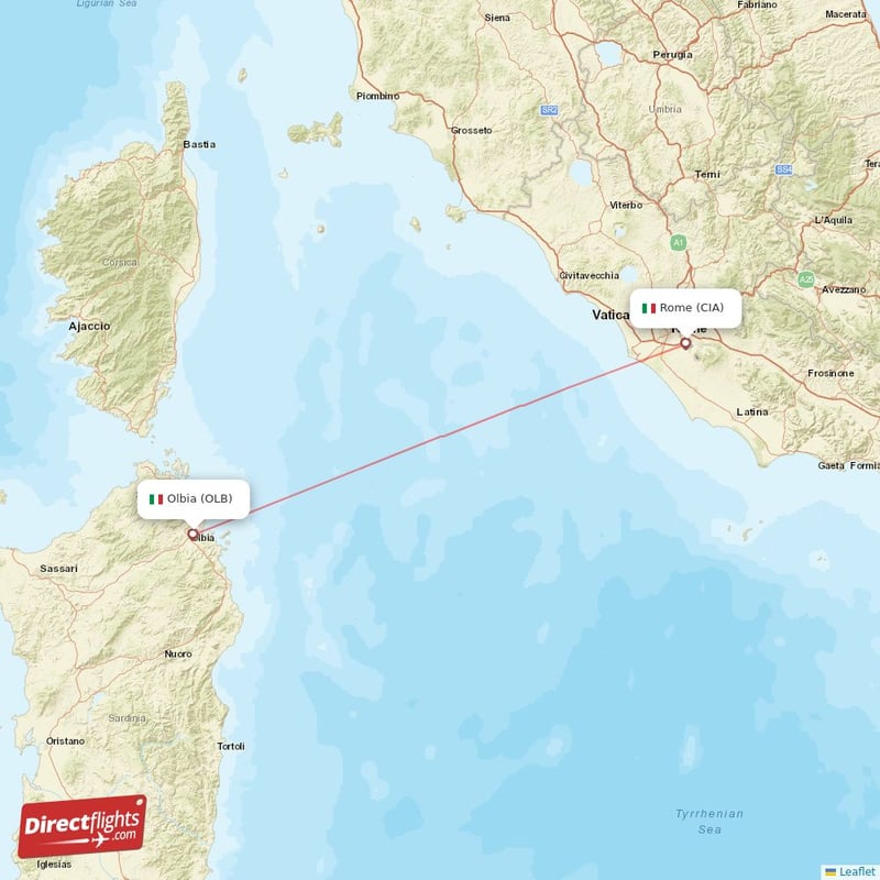 Direct flights from Rome to Olbia, CIA to OLB non-stop - Directflights.com
