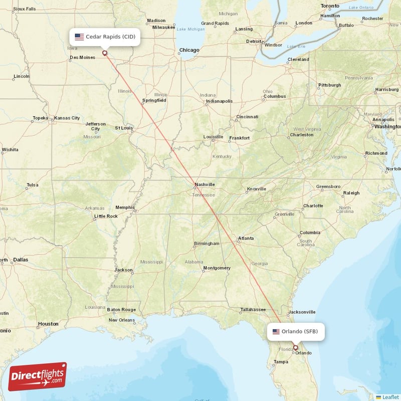 Direct flights from Cedar Rapids to Orlando, CID to SFB non-stop ...