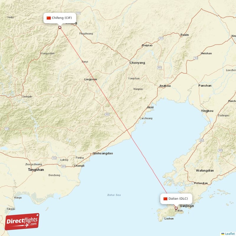 Direct flights from Chifeng to Dalian, CIF to DLC non-stop - Directflights.com