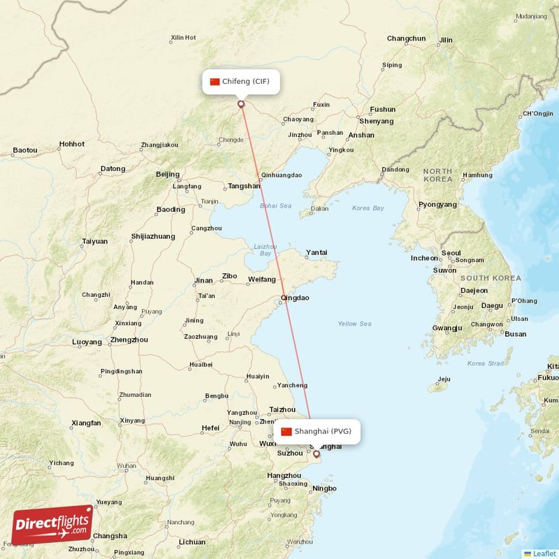 Direct flights from Chifeng to Shanghai, CIF to PVG non-stop - Directflights.com