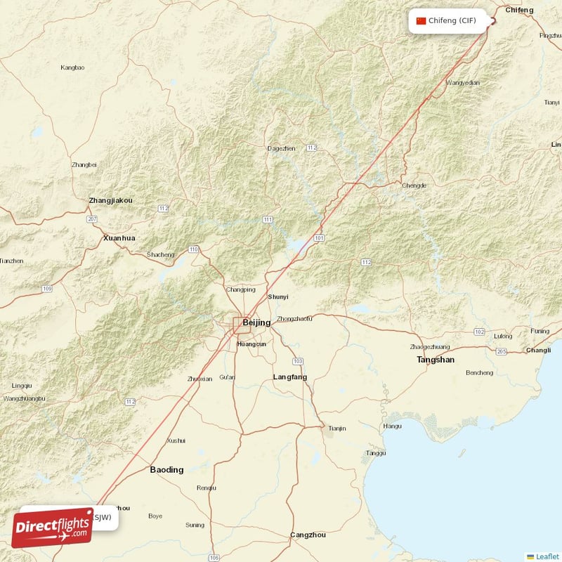 Direct flights from Chifeng to Shijiazhuang, CIF to SJW non-stop ...