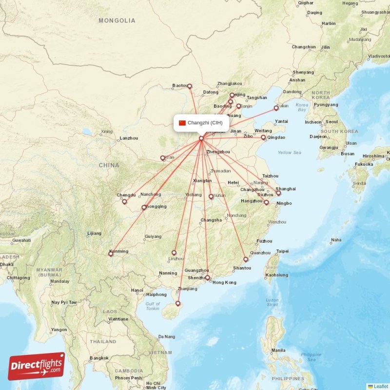 Direct flights from Changzhi - 16 destinations - CIH, China ...