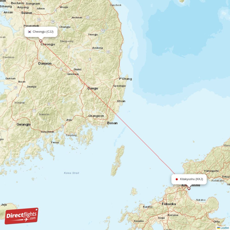 Direct flights from Cheongju to Kitakyushu, CJJ to KKJ non-stop ...