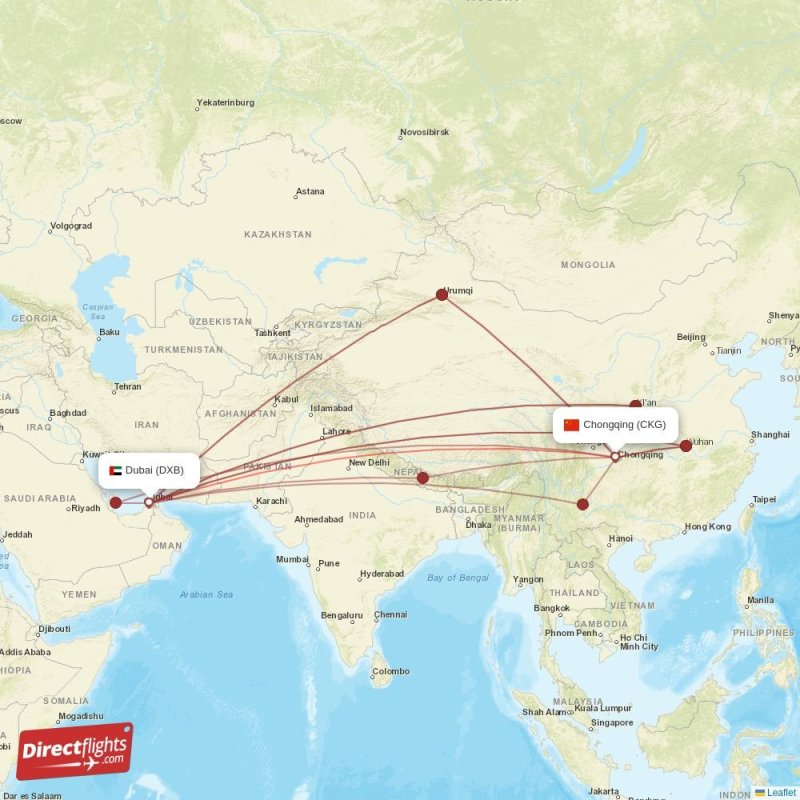 Direct flights from Chongqing to Dubai (CKG-DXB) - Directflights.com