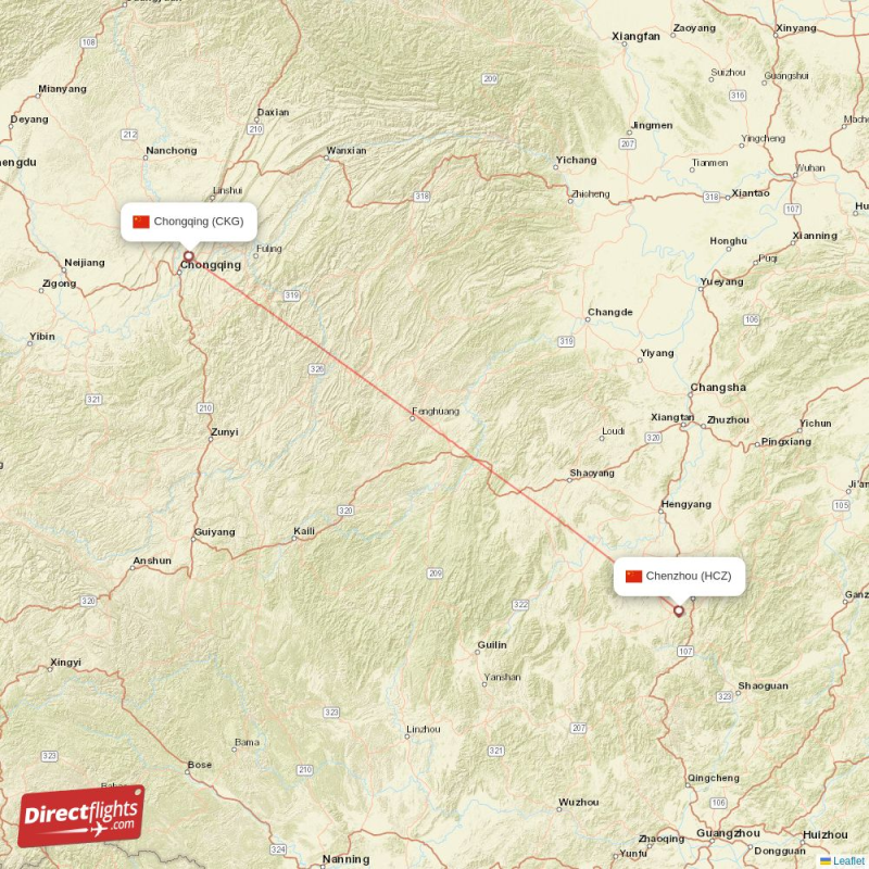 Direct flights from Chenzhou to Chongqing, HCZ to CKG non-stop ...