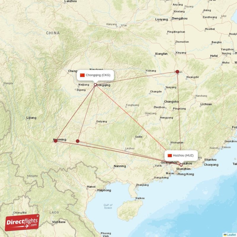 Direct flights from Chongqing to Huizhou, CKG to HUZ non-stop ...