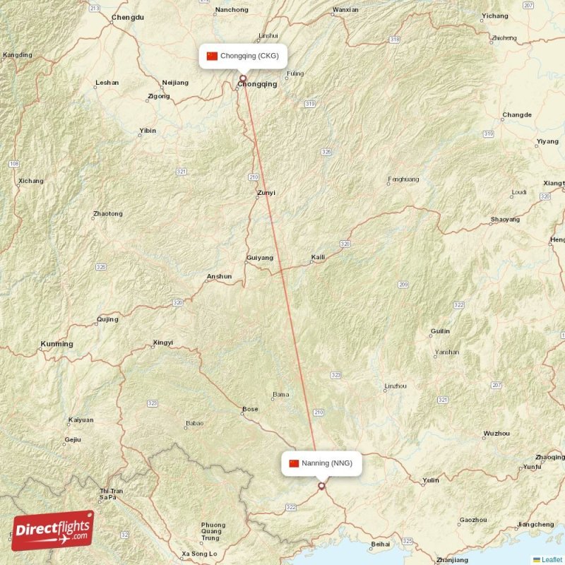 Direct flights from Chongqing to Nanning, CKG to NNG non-stop ...