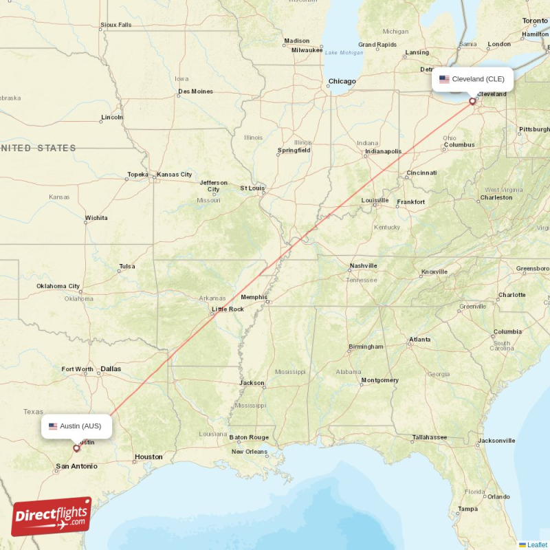Direct flights from Cleveland to Austin (CLE-AUS) - Directflights.com