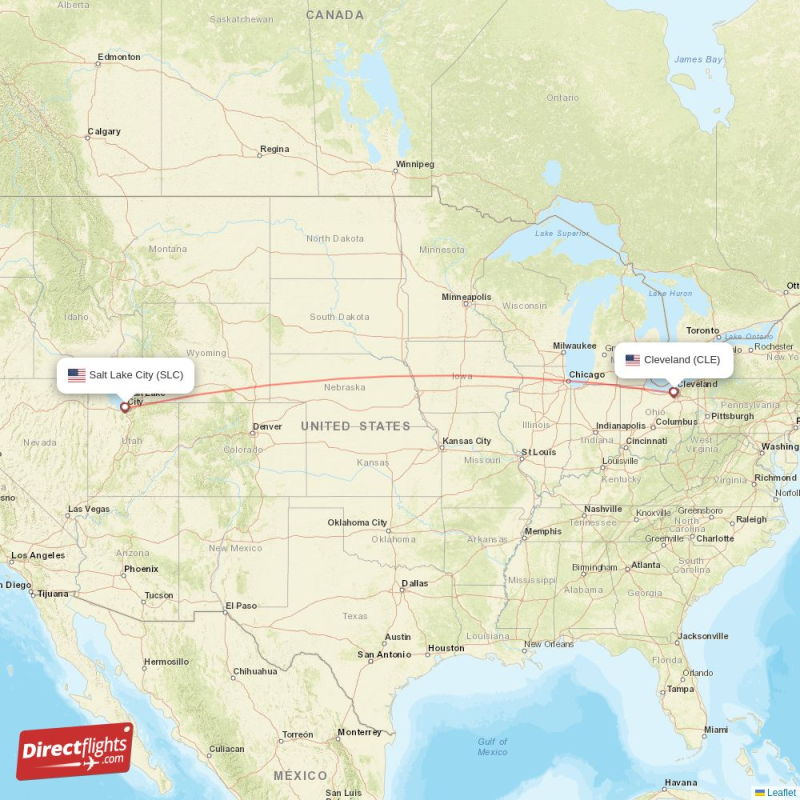 Direct flights from Cleveland to Salt Lake City (CLE-SLC ...