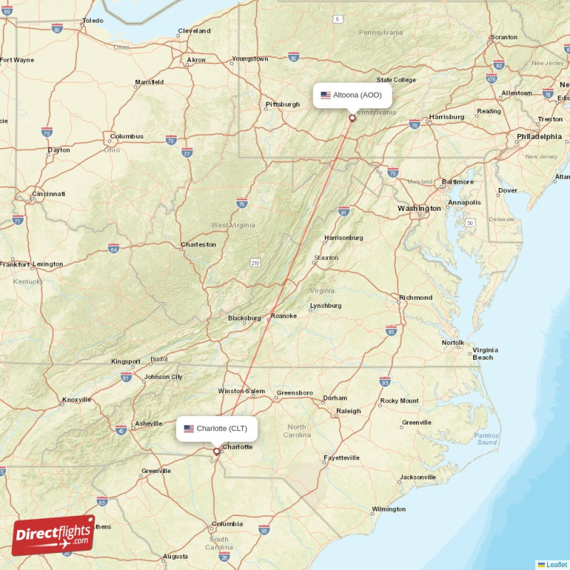 Direct flights from Charlotte to Altoona, CLT to AOO non-stop ...