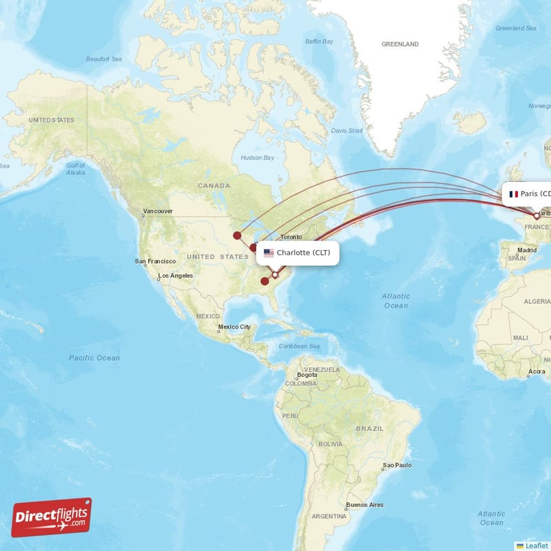 Direct flights from Charlotte to Paris, CLT to CDG non-stop - Directflights.com